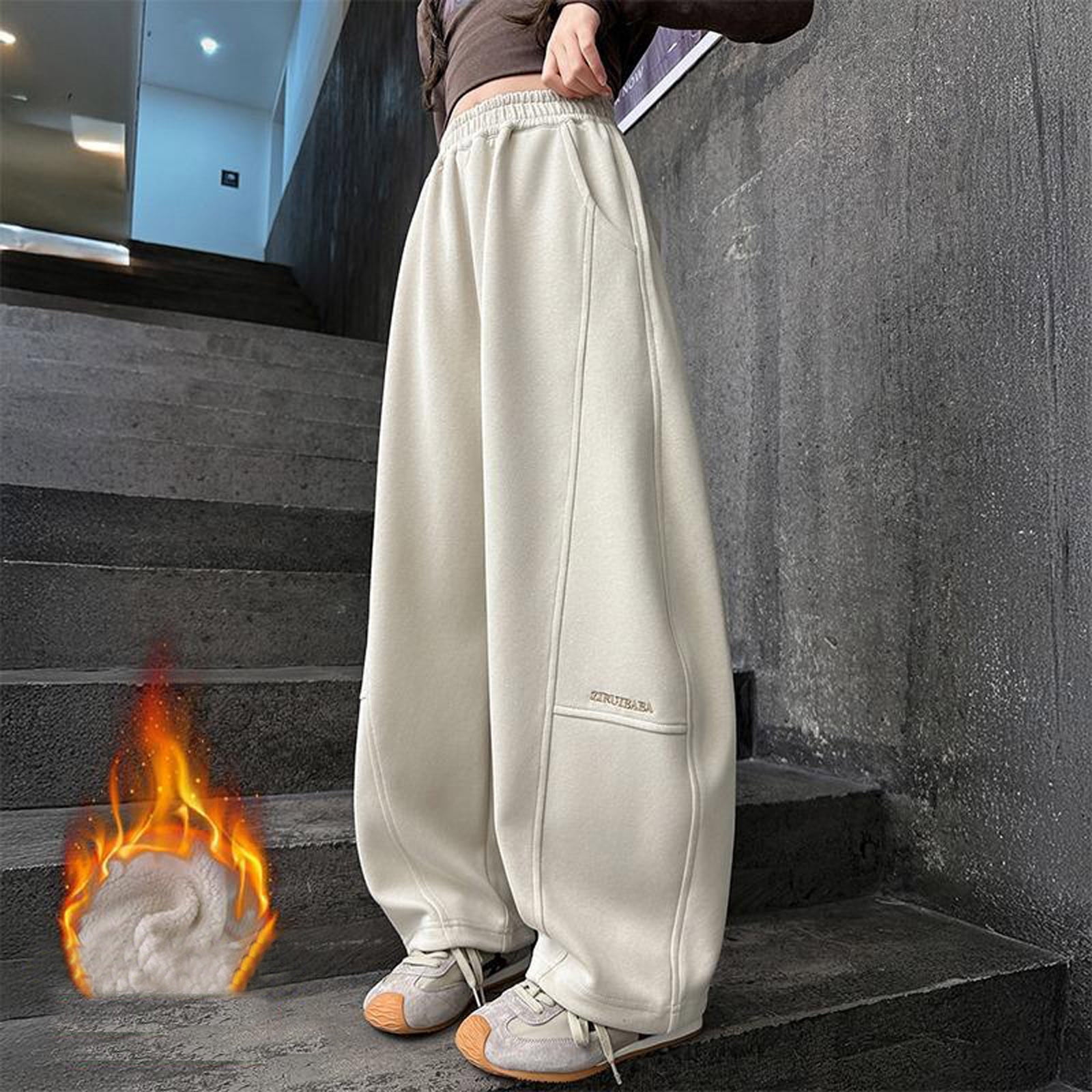 Girls Winter Jogger Pants Flared Leg Athletic Casual Wear Warm Curved ...
