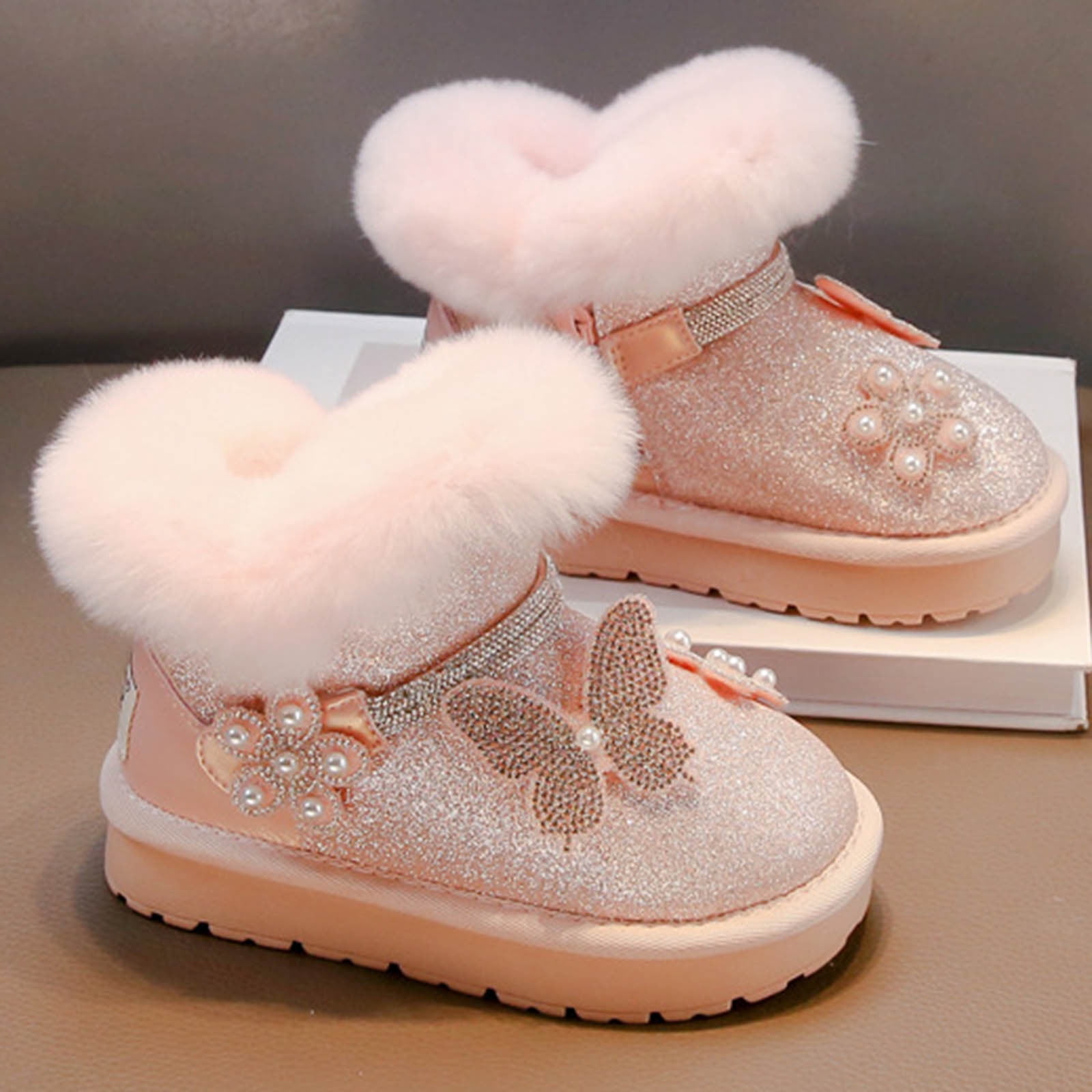 Girls Winter Snow Boots Princess Decorative with Flowers Butterflies ...