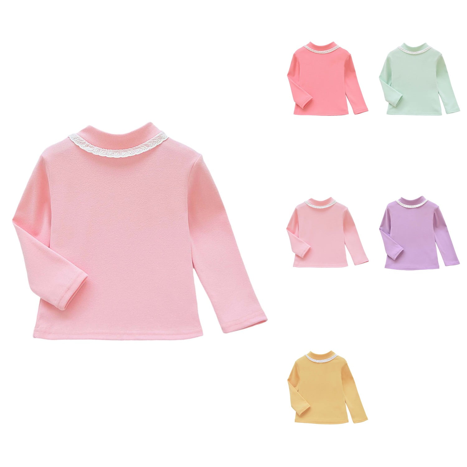 Girls Winter Warm Half Turtleneck Thermal Long Sleeve Shirt, Soft Lined ...