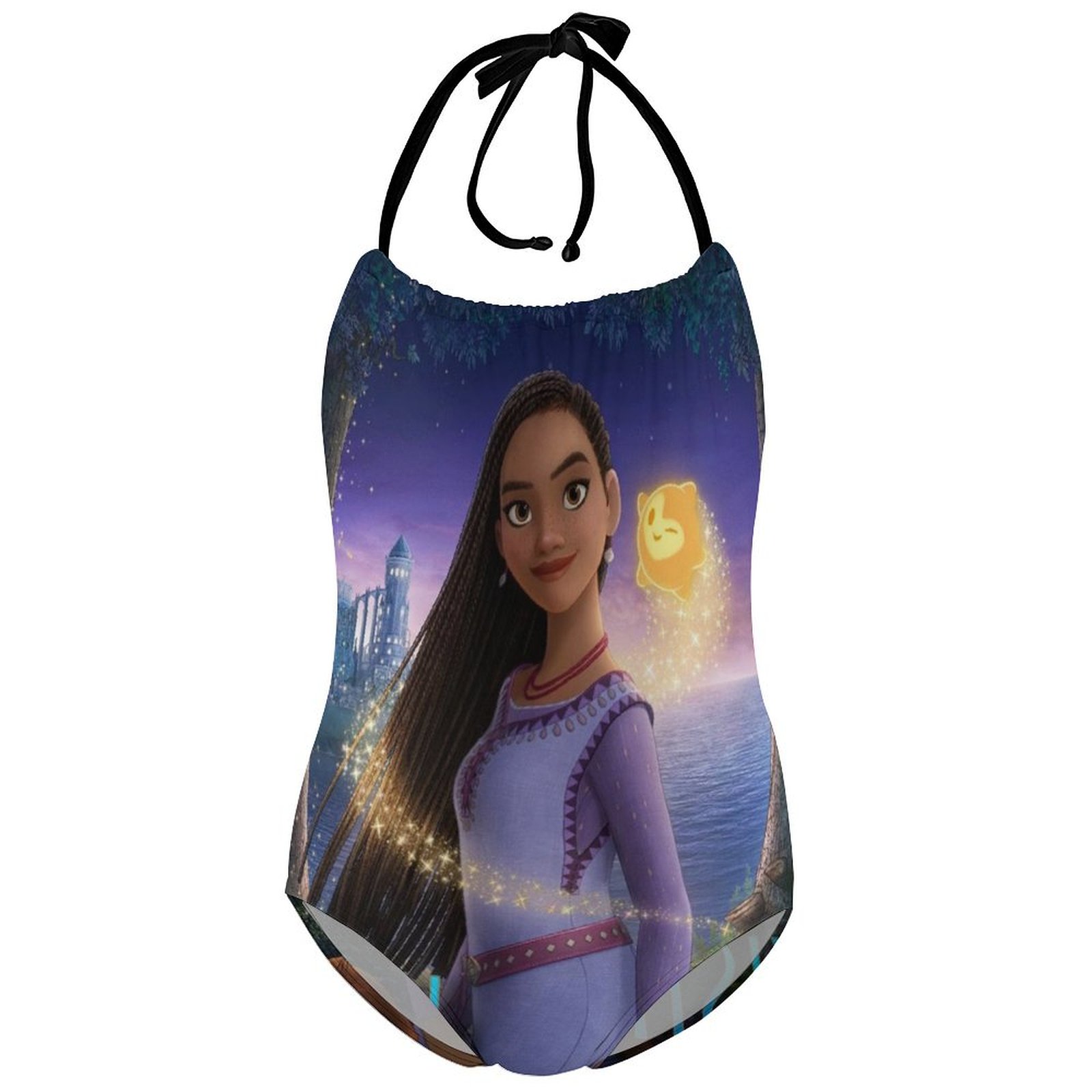 Girls Wis-h Bathing Suit One Piece Halter Neck Strap Swimwear - Walmart.com