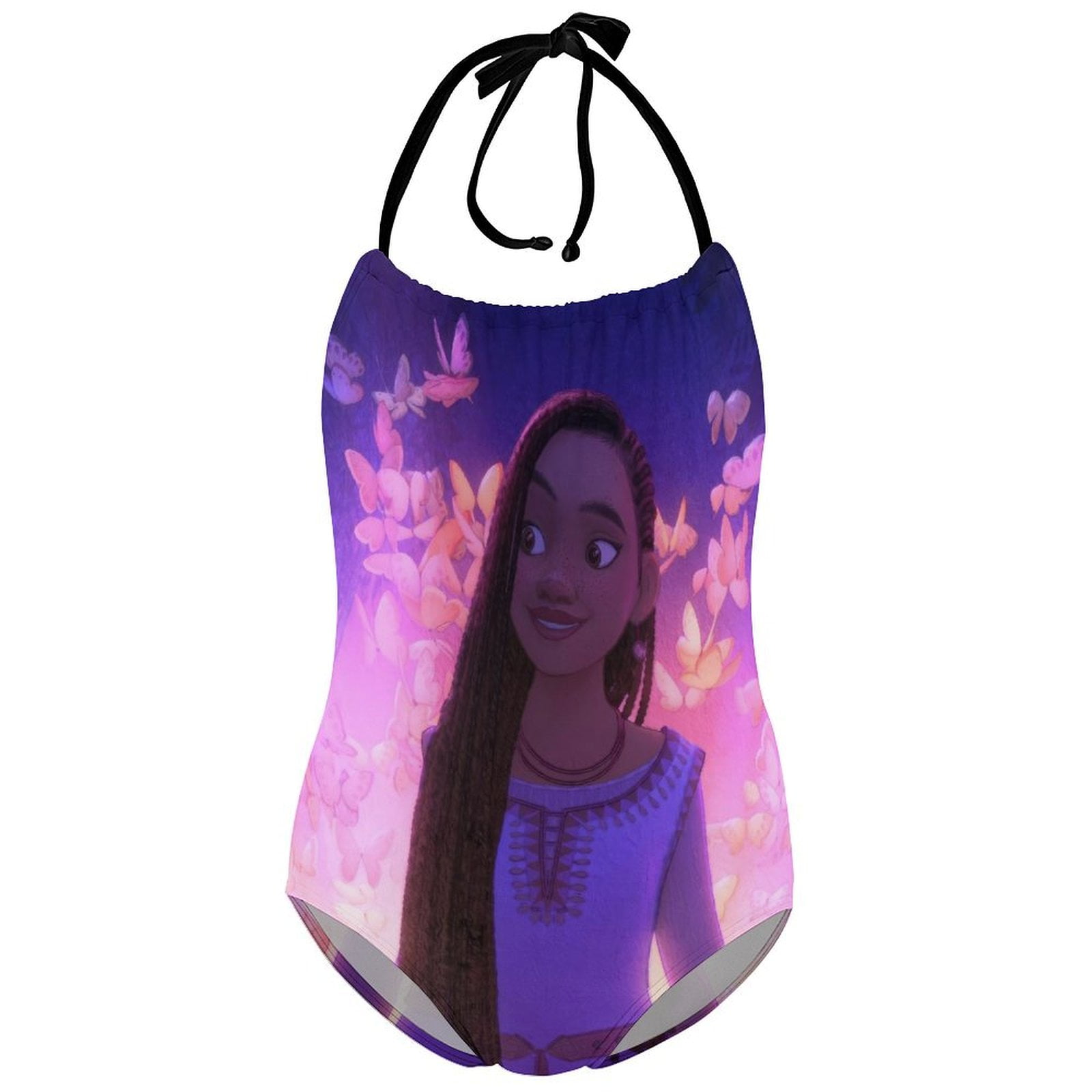 Girls Wis-h Bathing Suit One Piece Halter Neck Strap Swimwear - Walmart.com