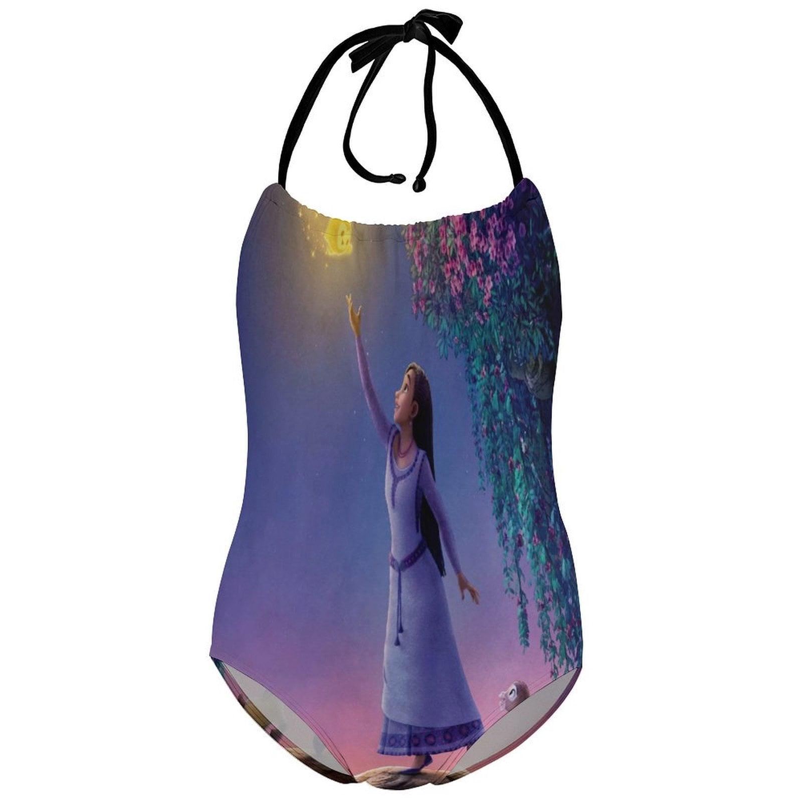 Girls Wis-h Bathing Suit One Piece Halter Neck Strap Swimwear - Walmart.com