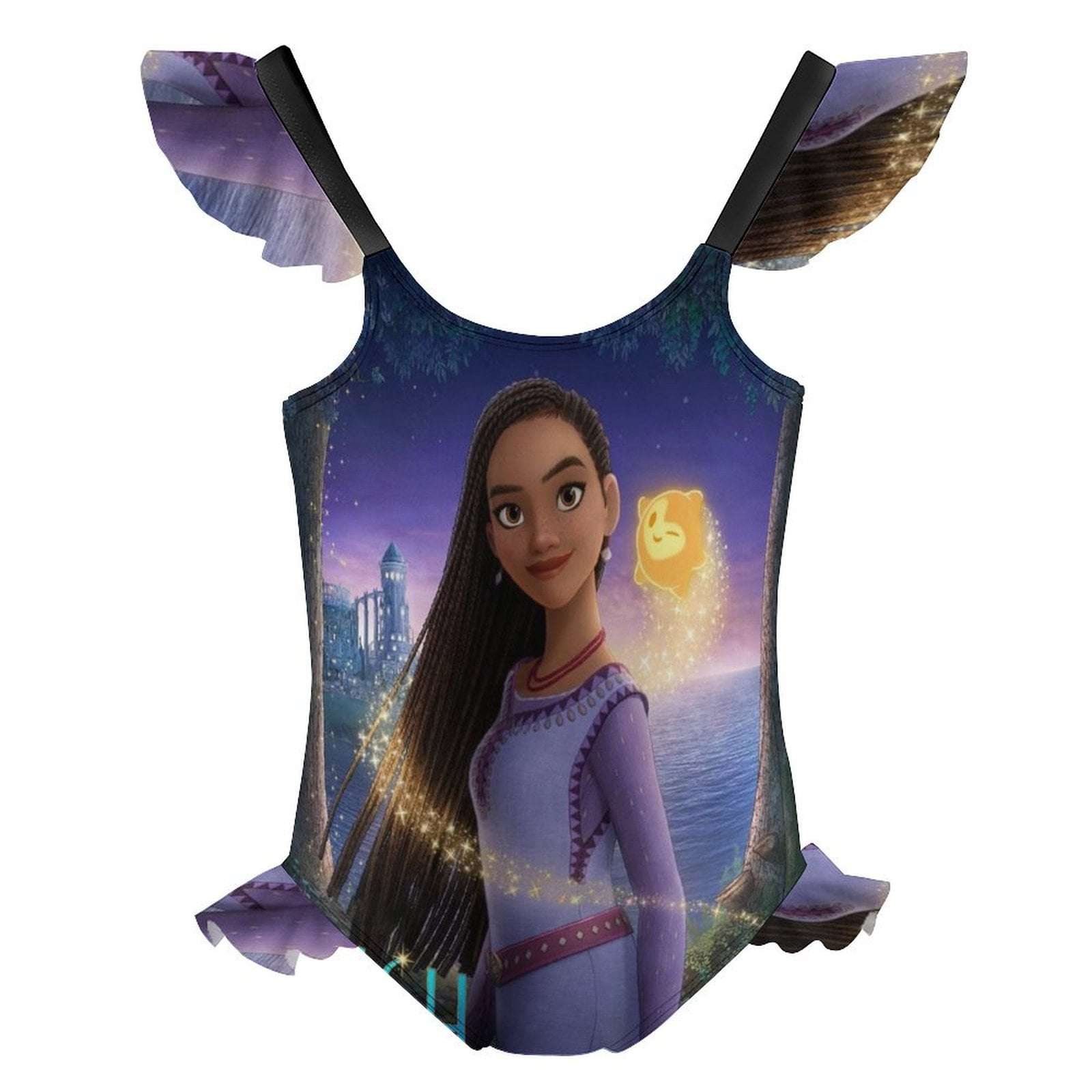 Girls Wis-h One Piece Swimsuit Kids Cute Ruffle Bathing Suit Cartoon ...