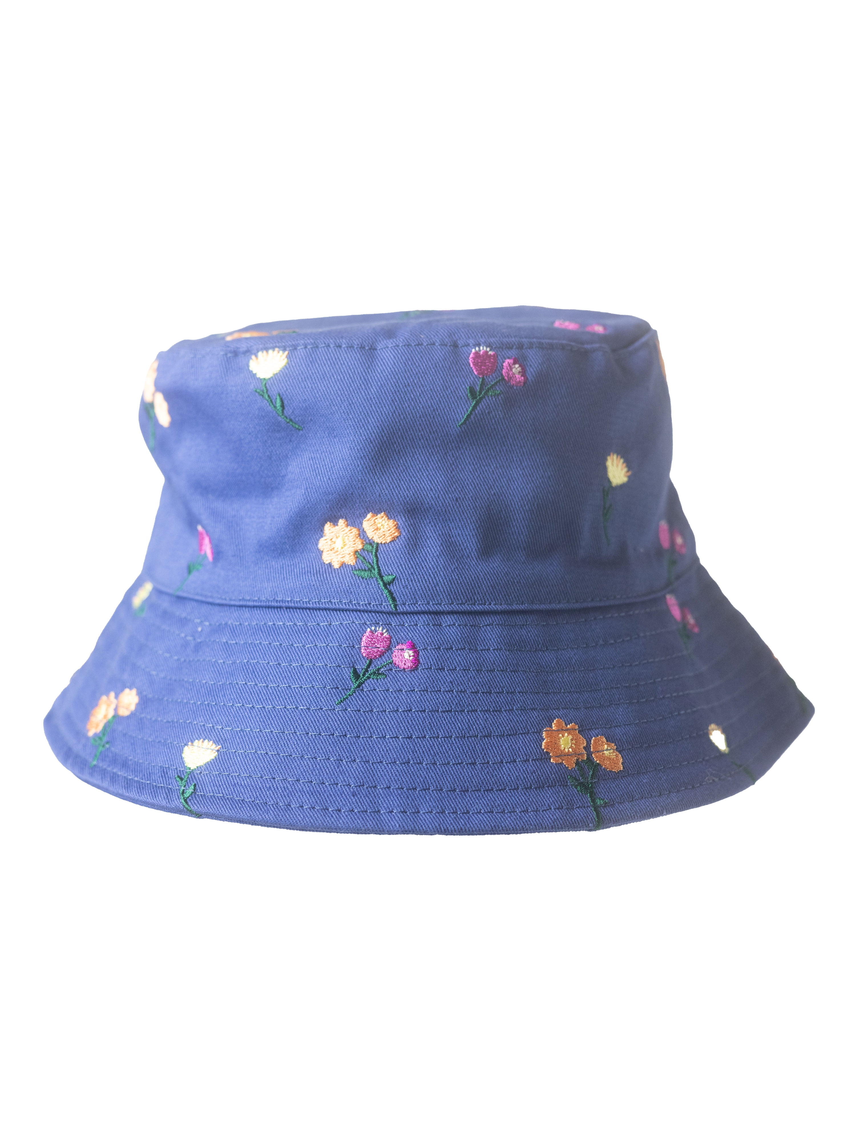 Wonder Nation Girls Bucket Hat Floral, Wide Brim Summer Hat, Blue with ...