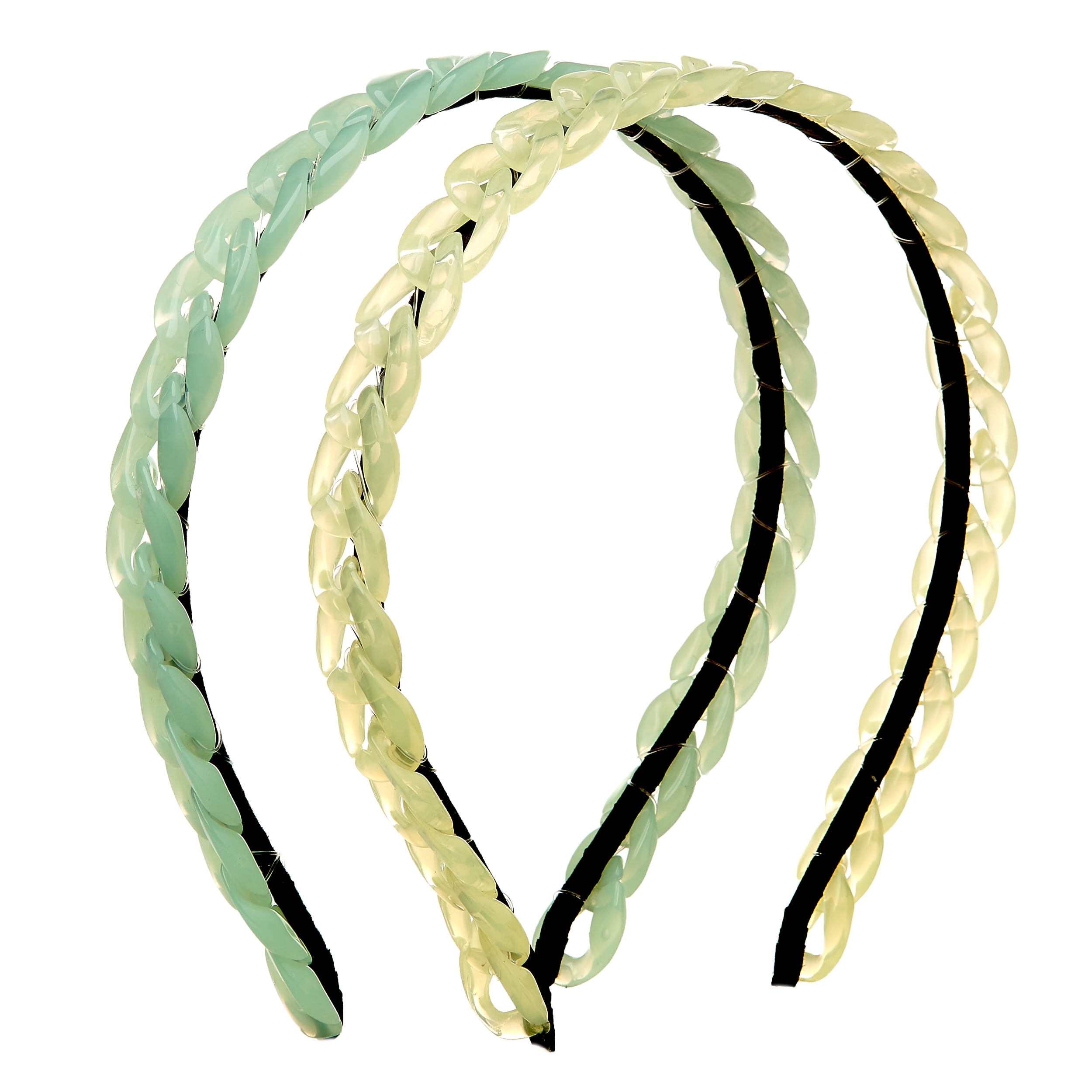 Girls Yellow and Green Two Pack Resin Chain Link Thin Headbands ...