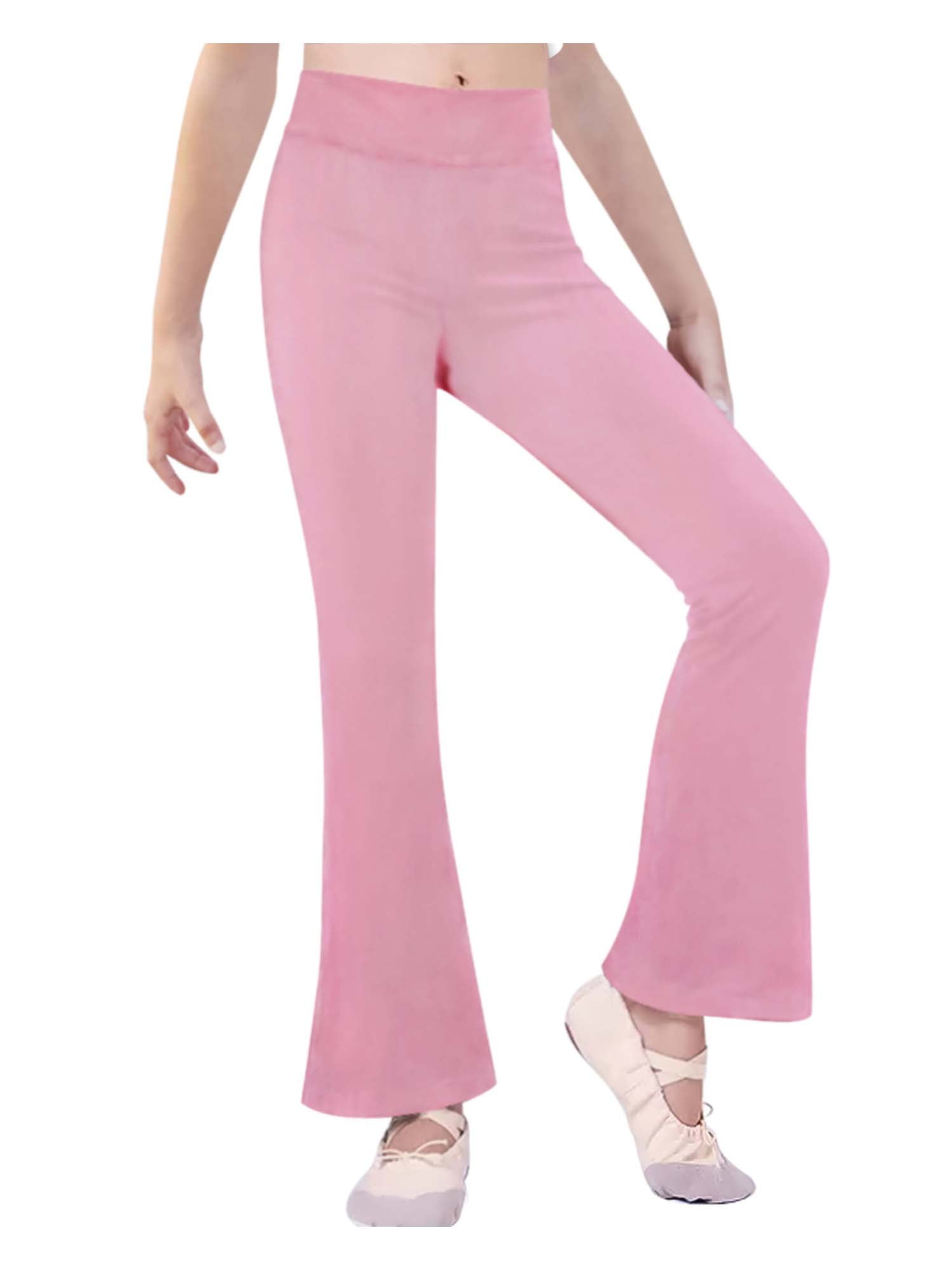 Girls Yoga Pants Bootcut Athletic Workout Leggings Pink Size 9-10 Years ...