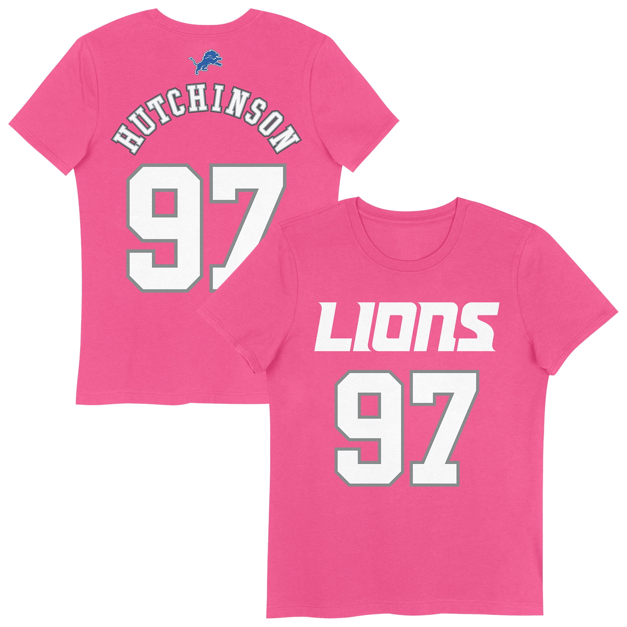 Girls Youth Aidan Hutchinson Pink Detroit Lions Player Name & Number T ...