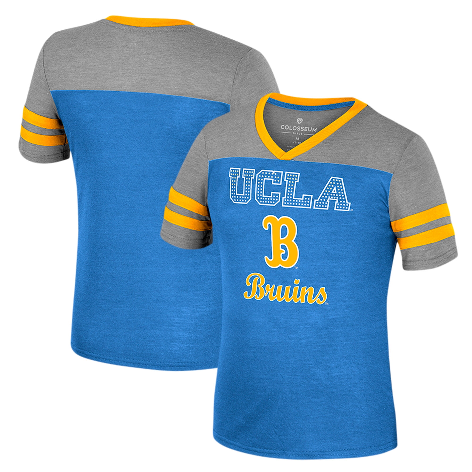 Girls Youth Colosseum Blue/Heather Gray UCLA Bruins Summer Striped V ...