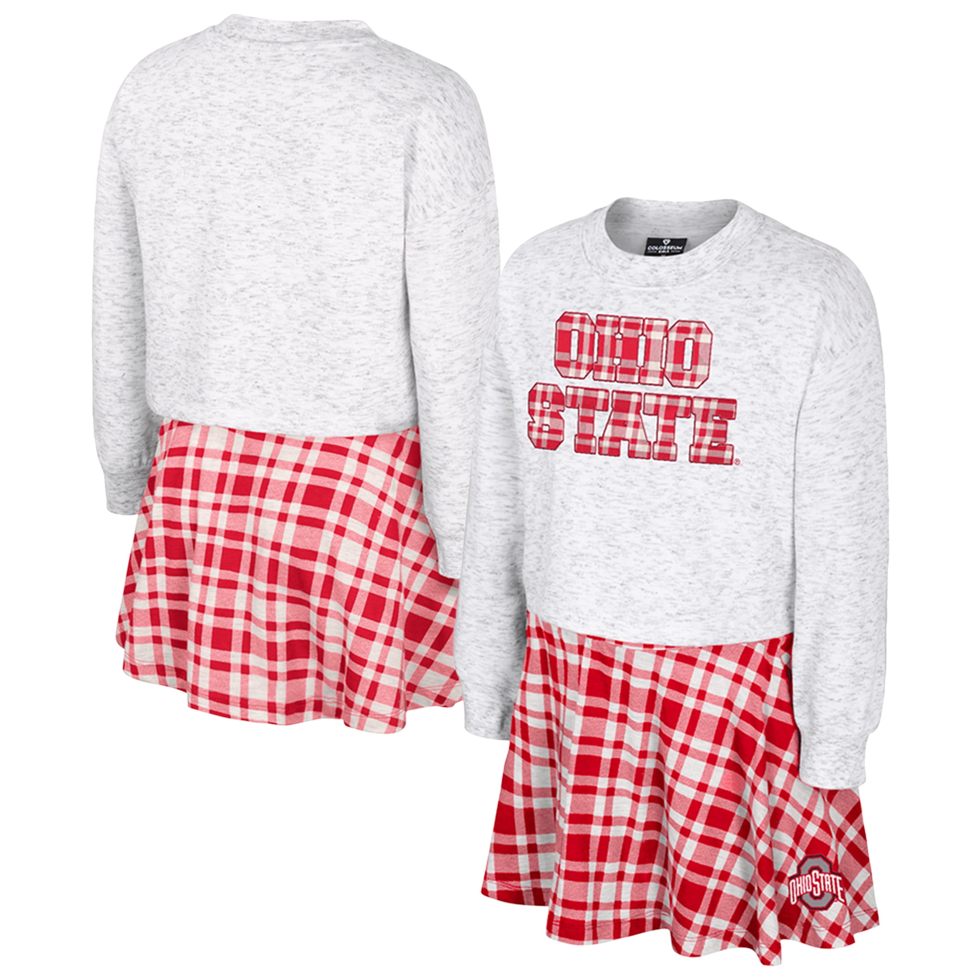 Girls Youth Colosseum Gray Ohio State Buckeyes Marceline Plaid Skirt ...