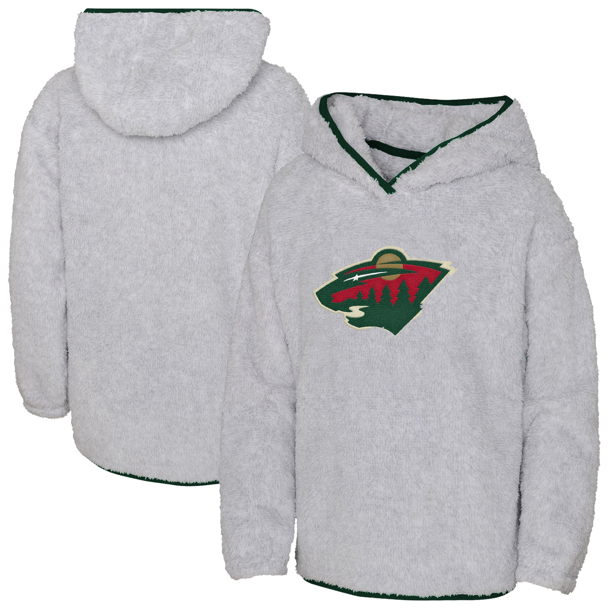Girls Youth Heather Gray Minnesota Wild Ultimate Teddy Fleece Pullover ...