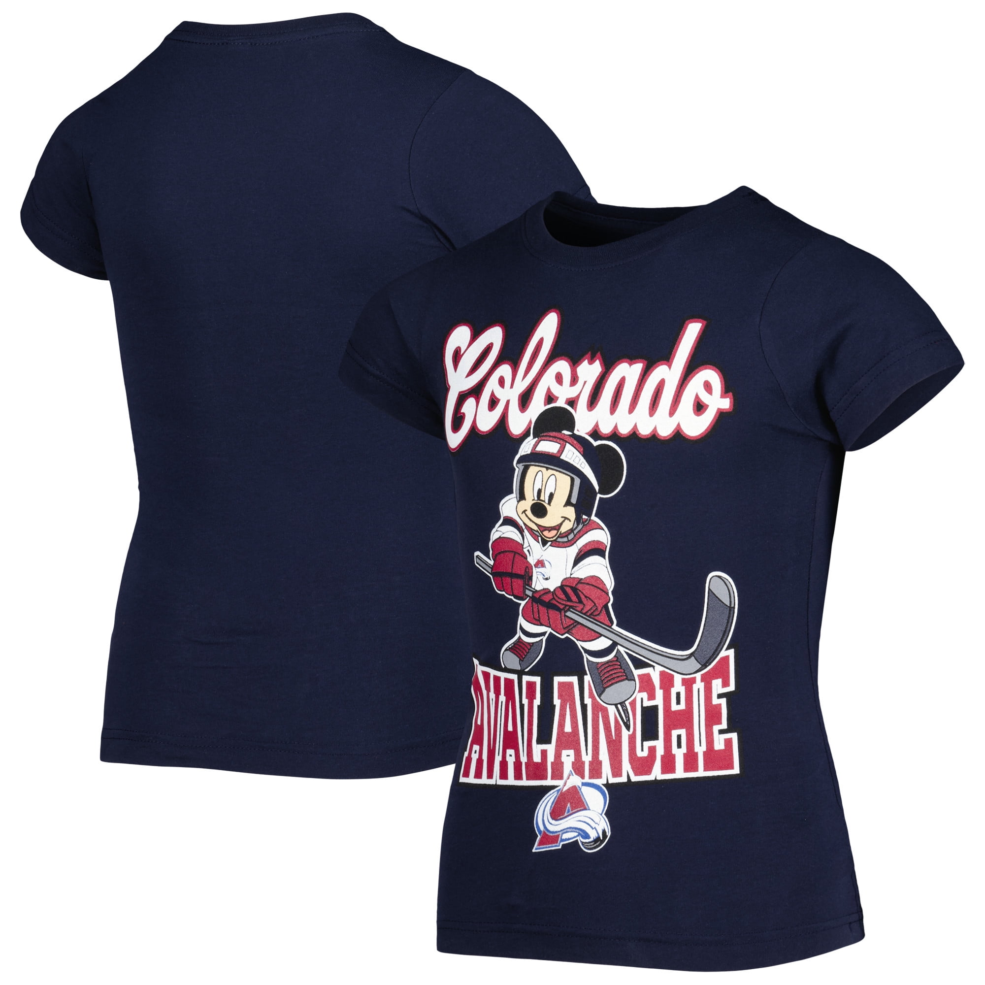 Girls Youth Navy Colorado Avalanche Mickey Mouse Go Team Go T-Shirt ...