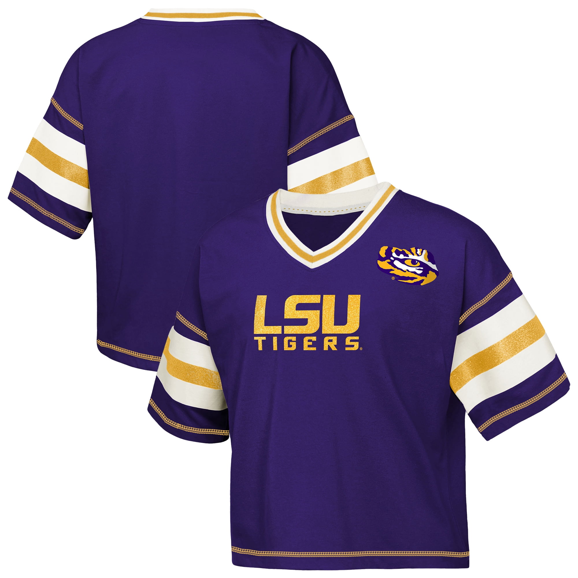 Girls Youth Outerstuff Purple LSU Tigers Gridiron Jersey V-Neck T-Shirt ...