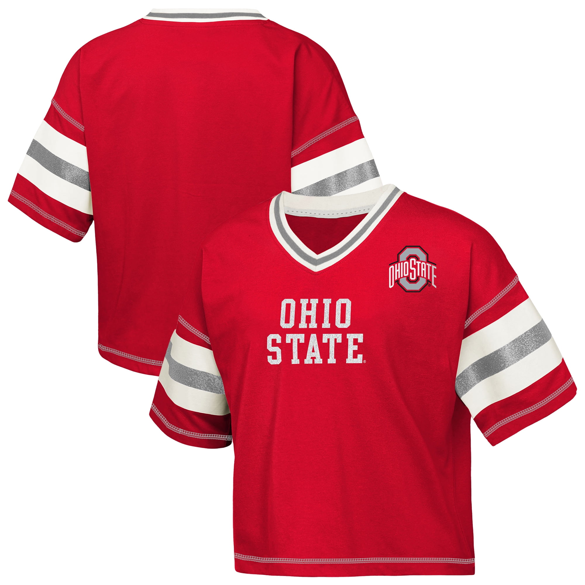 Girls Youth Outerstuff Scarlet Ohio State Buckeyes Gridiron Jersey V ...