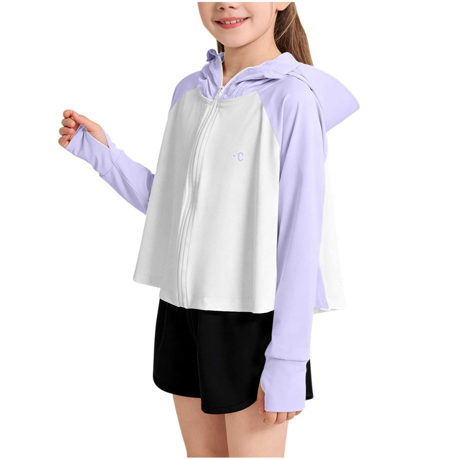 Girls Zip Up Hoodie Lightweight Summer Cooling Jacket Long Sleeve Sun ...
