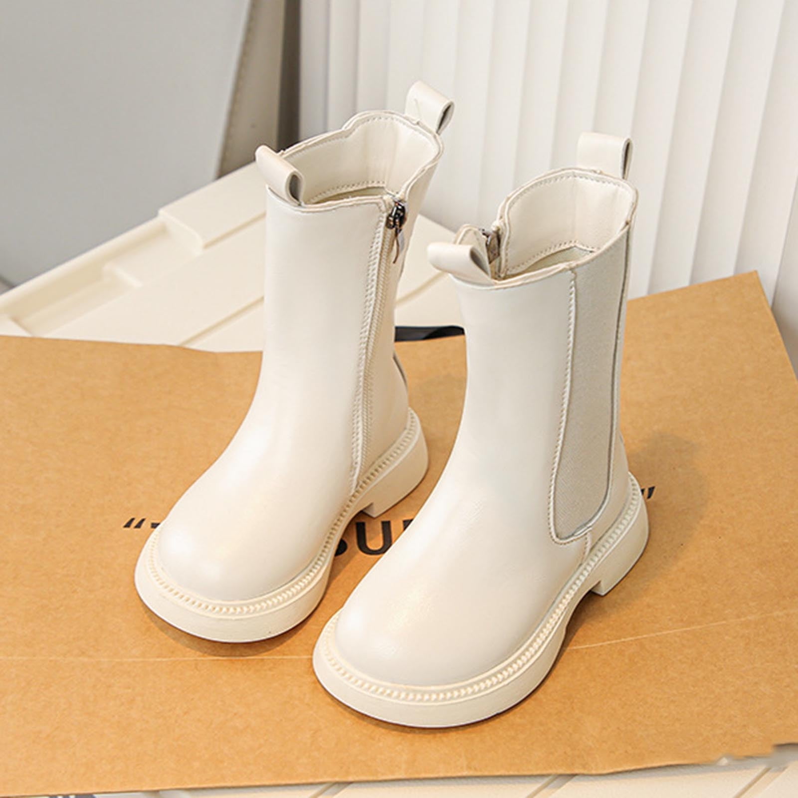 Girls' Zipper Mid-calf Leather Boots Fall Winter Children Student Boots ...
