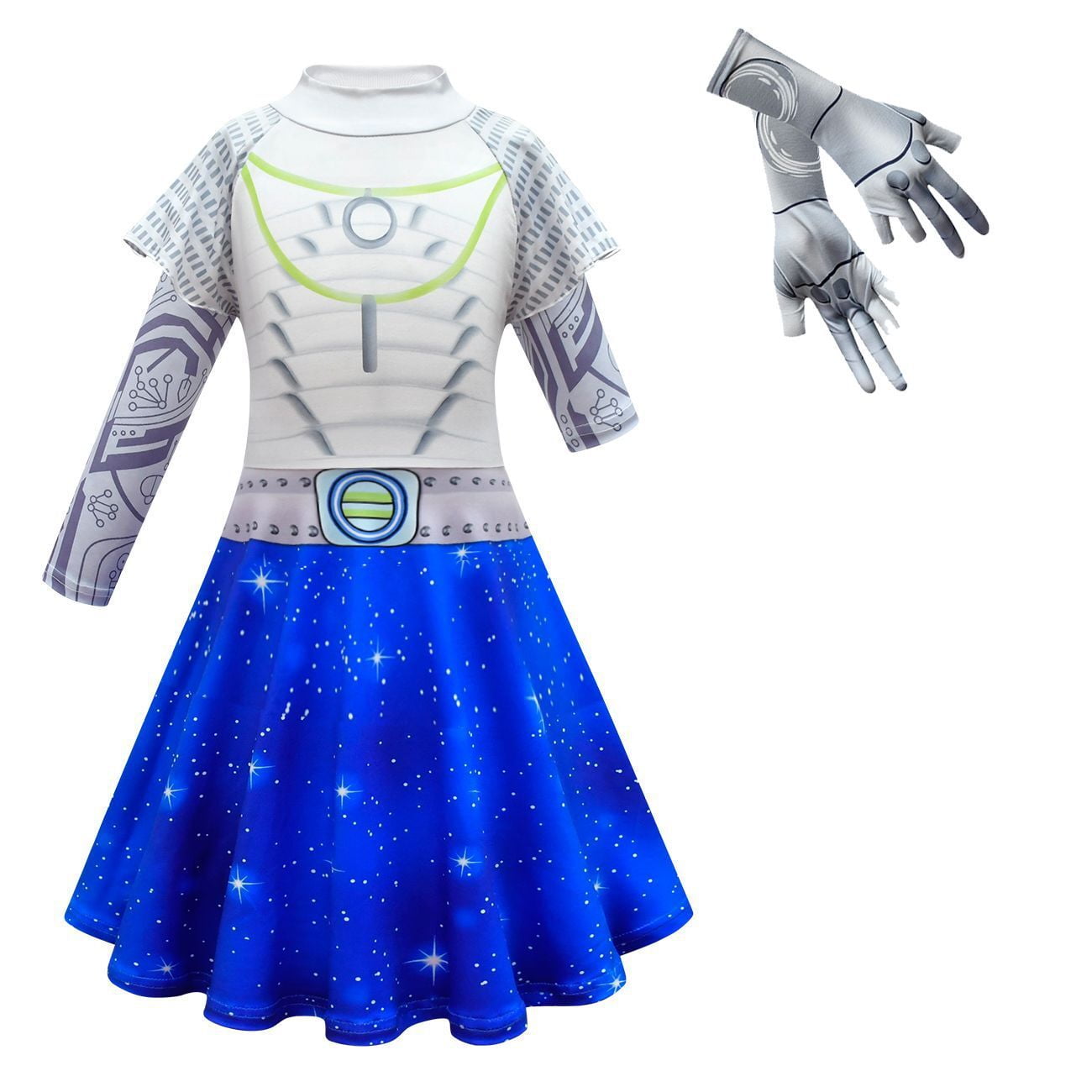 Girls Zombie Alien Dress Halloween Cosplay Costume Fancy Dress Up Kids ...
