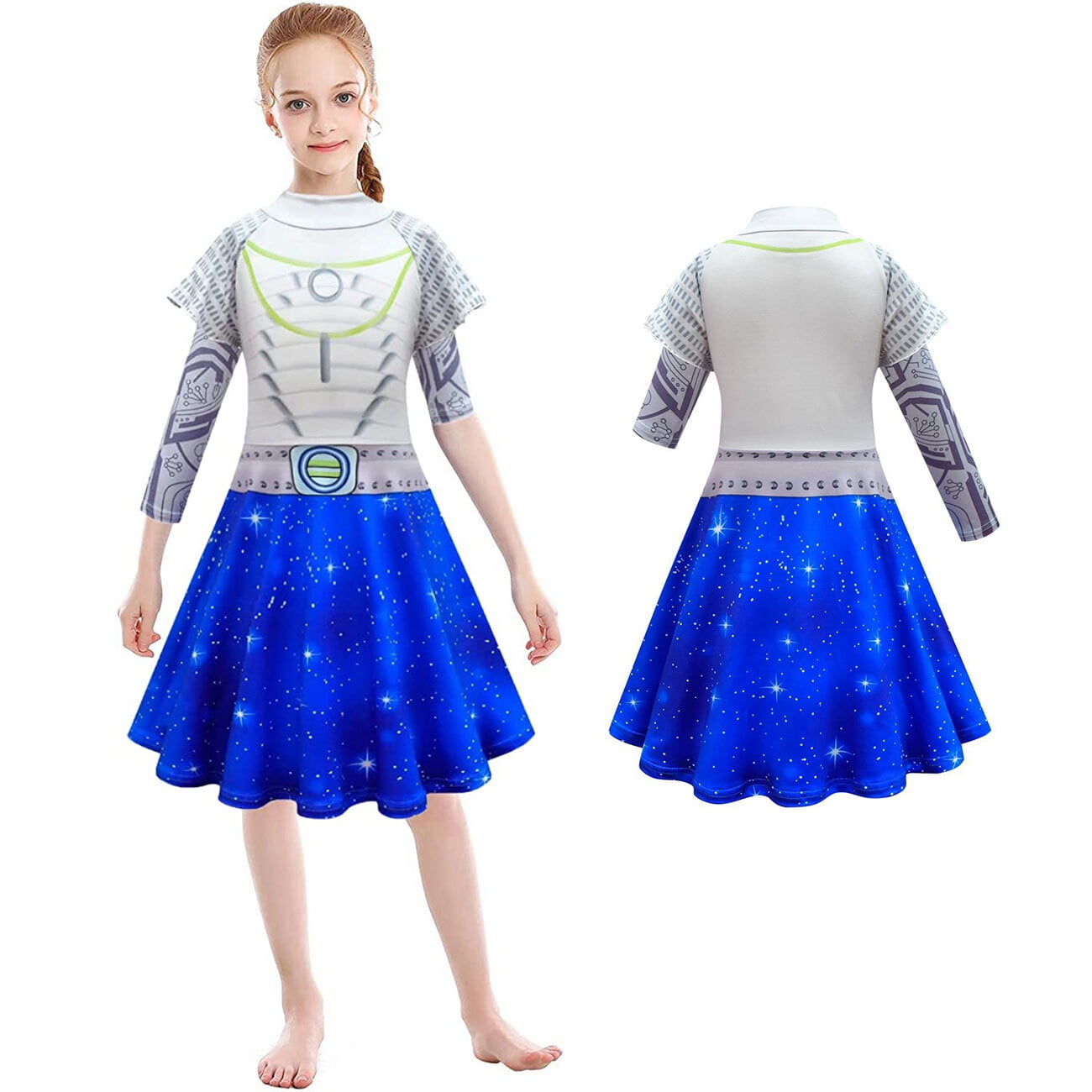 Girls Zombie Alien Dress Halloween Cosplay Costume Fancy Dress Up Kids ...