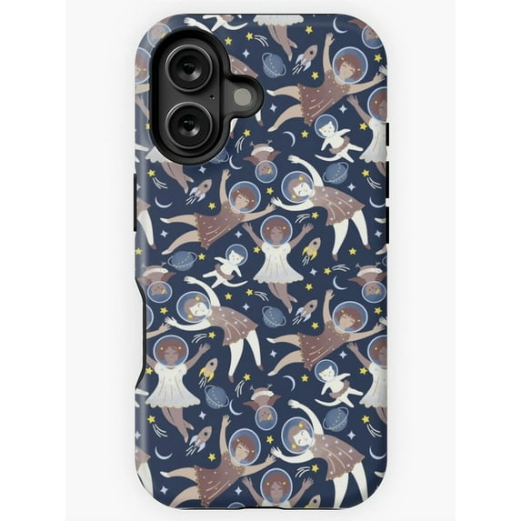 Girls in Space Cosmic Scene Phone Case for iPhone 11 12 13 14 15 16 17 ...