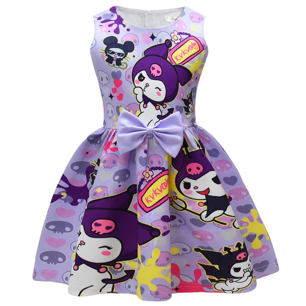 Girls kuromis Movie Cartoon Graphics Knee Length Zipper Princess Casual ...