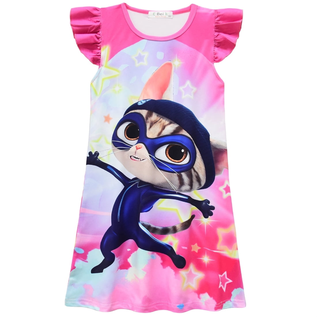 Girls' nightgown SuperKitties Children's girls' skirt Short sleeved ...