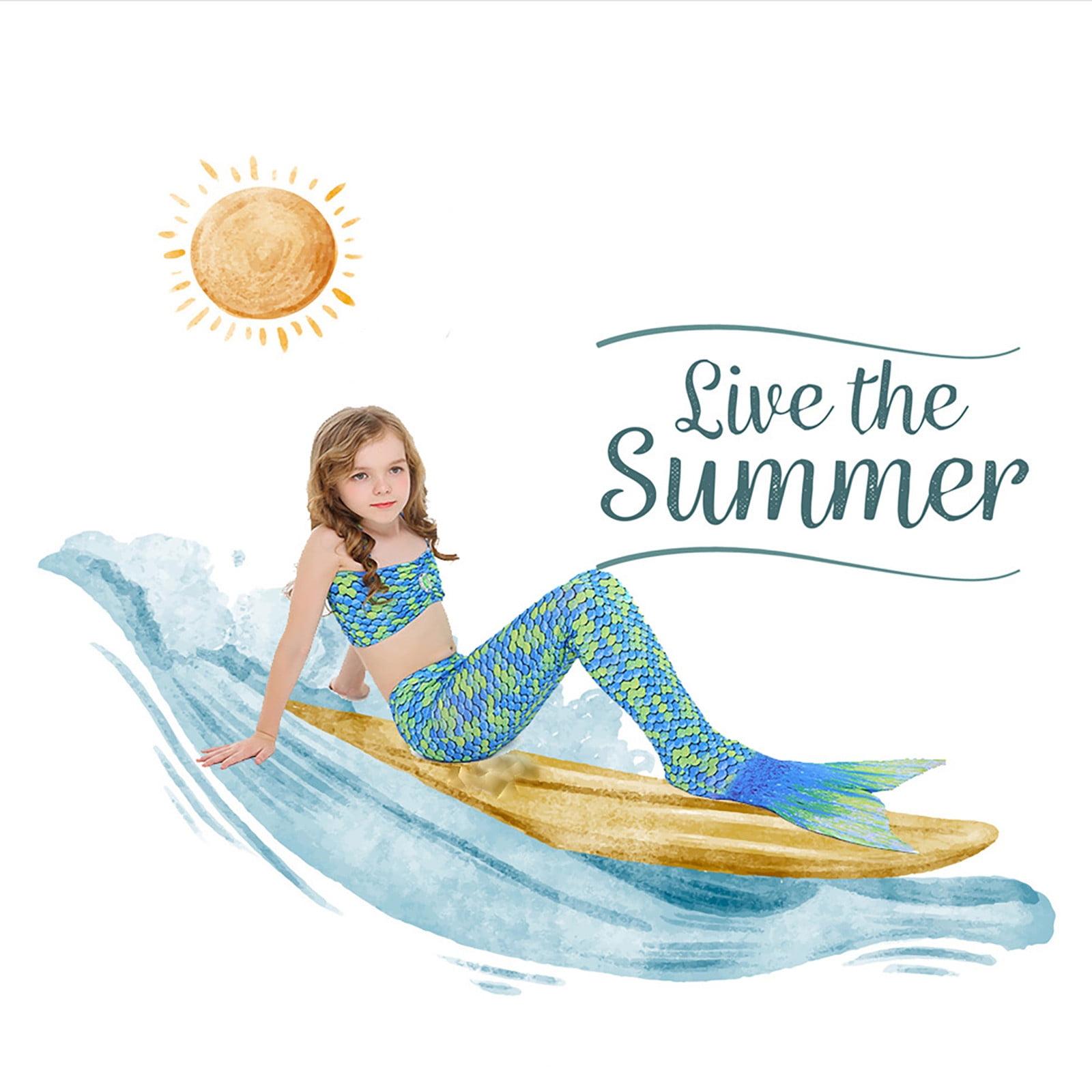 Girls'swimwear Toddler Kids Girls Dreamy Swim Outfit Fashion Print Swimwear 3 Piece Set with ...