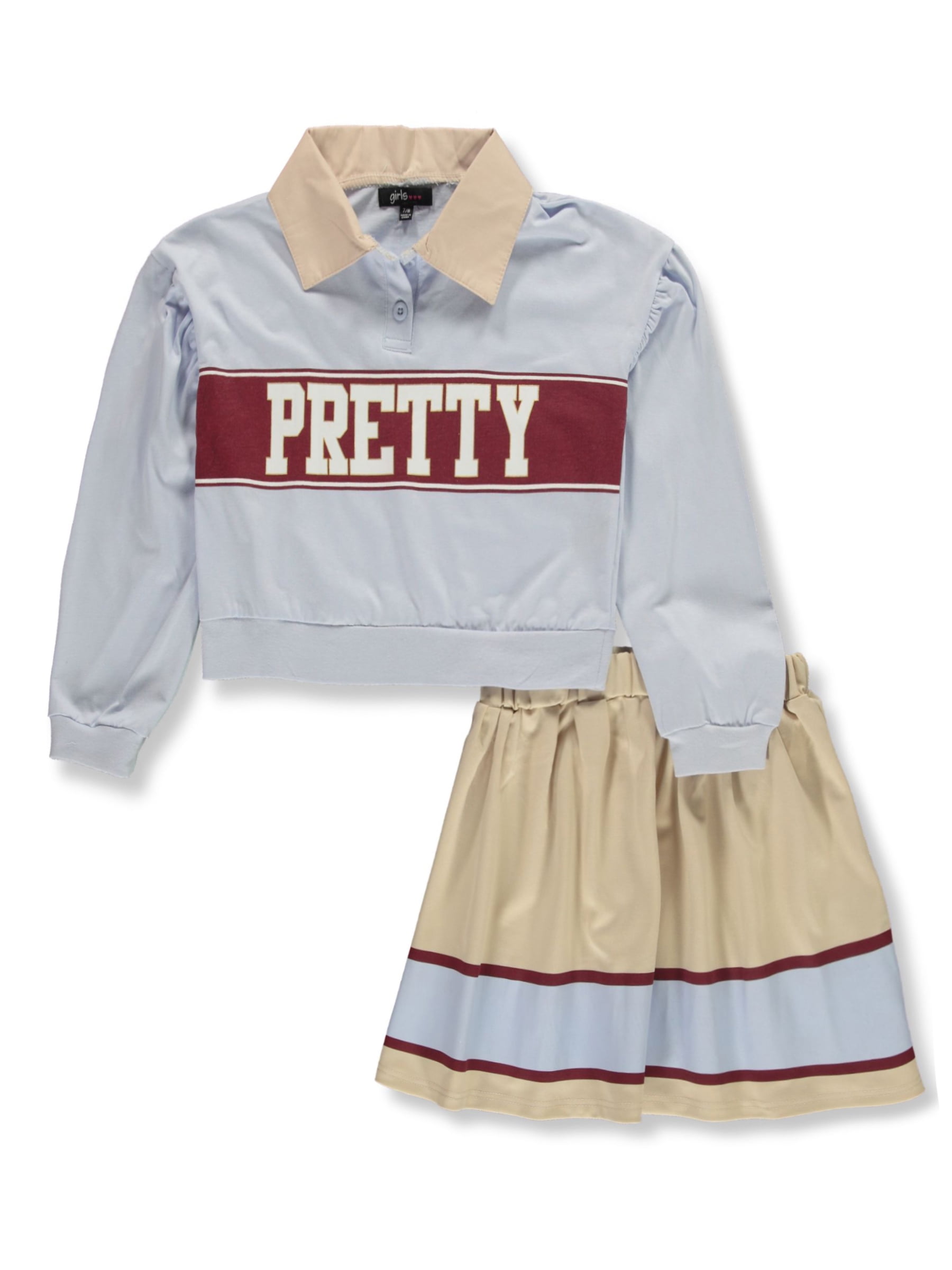 Girlsquad Girls' 2-Piece Pleated Skirt Set Outfit Color: blue/multi ...