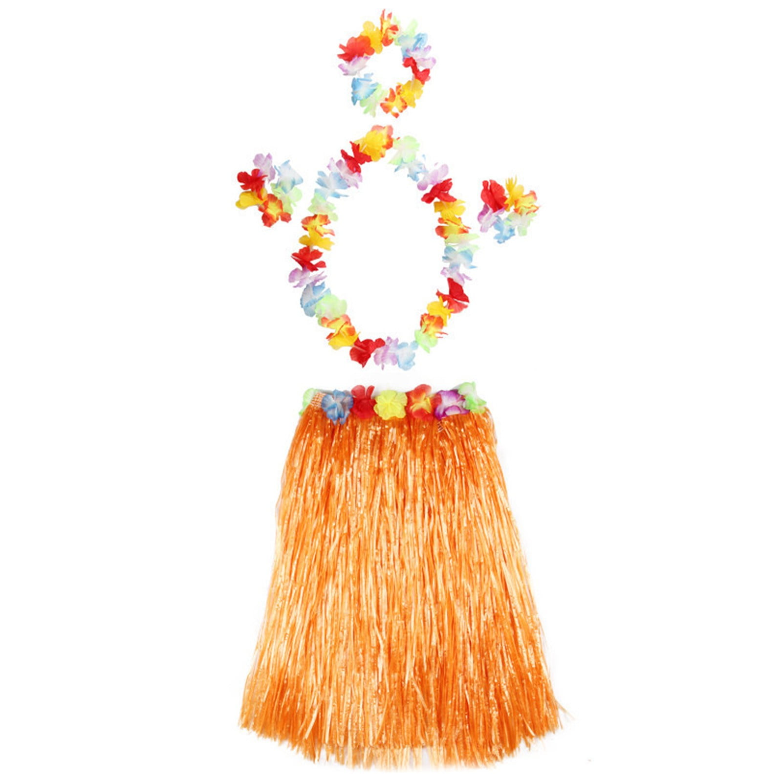 Girlsshop 5Pcs Hawaiian Fancy Dress Hula Costume Grass Skirt Flower ...