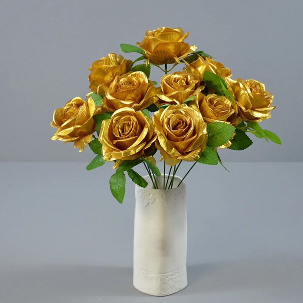 Girlsshop Artificial Silk Roses In Rose Gold Color For Long-Lasting And ...