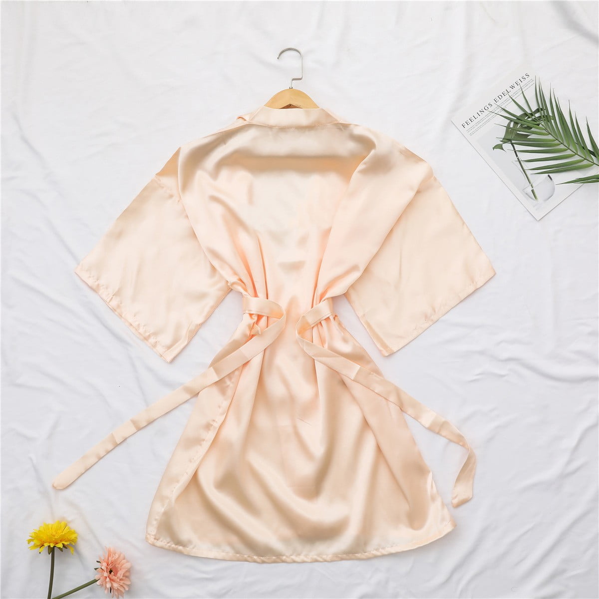 Girlsshop Mens Silk Satin Long Robes Summer Wrap Dressing Gown Bathrobe ...