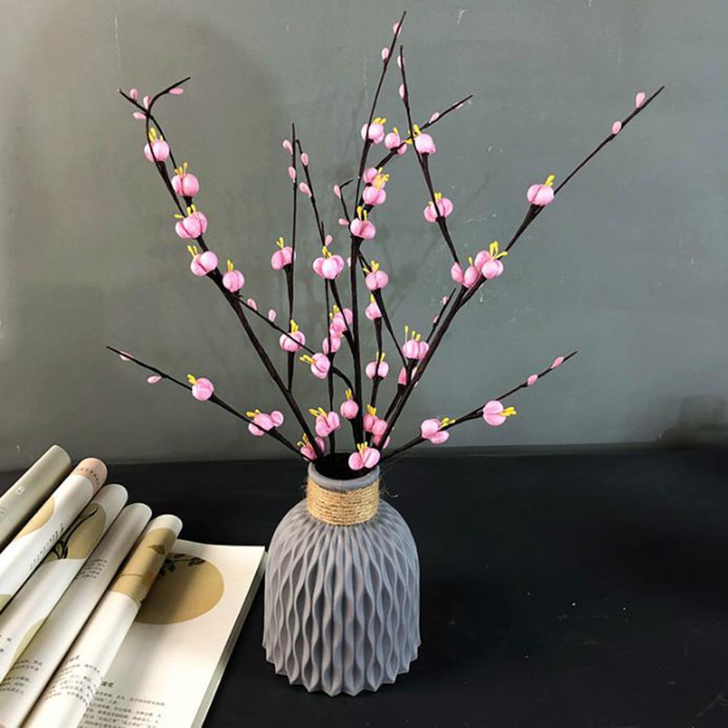 Girlsshop Plastic Vase Handicraft Flower White Rattan-Like Plastic Vase ...