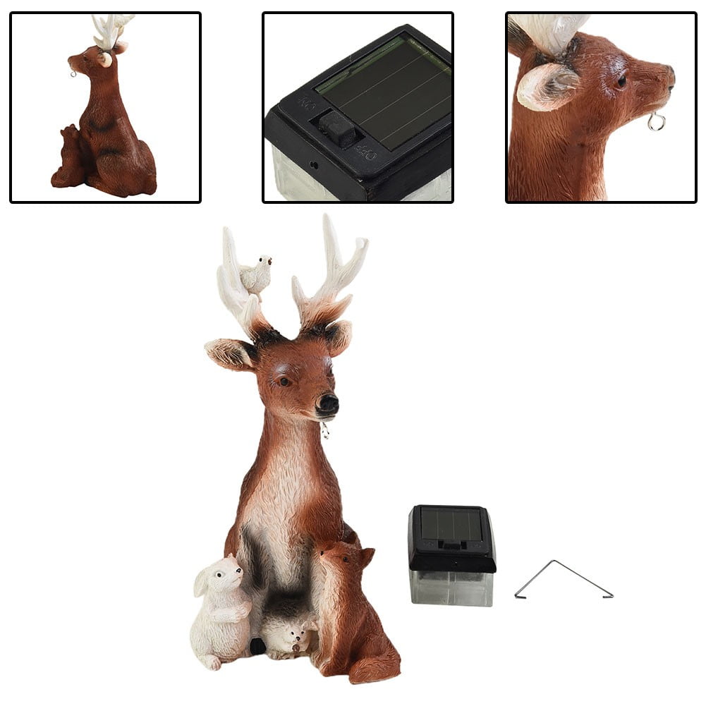 Girlsshop Solar Tree Deer Rabbit Hedgehog Grease Statue Ornament ...