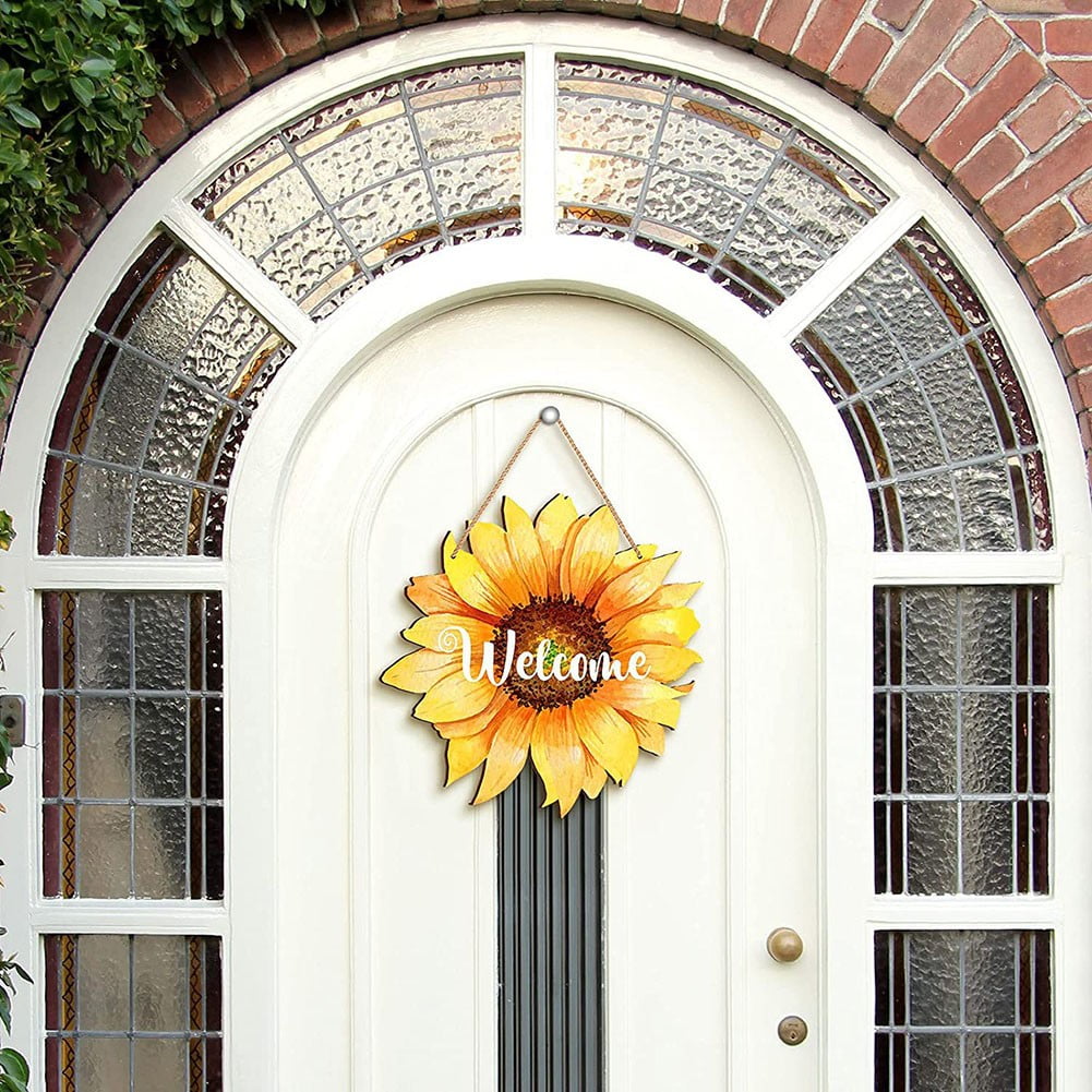 Girlsshop Wooden Welcome Door Hanger Sunflower Style For The Front Door ...