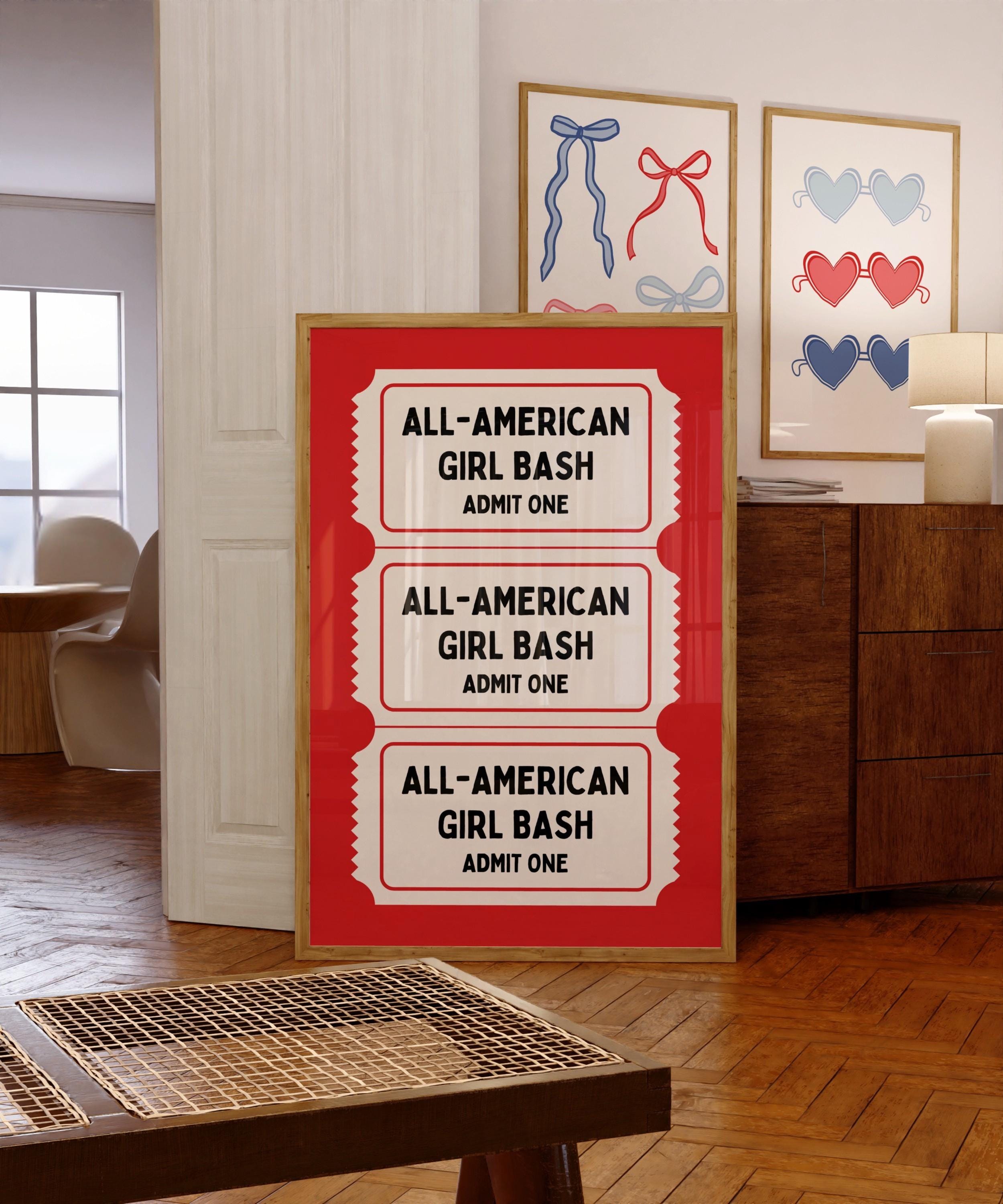 Girly 4th of July Ticket Cute Summer Patriotic Red Dorm Independence ...