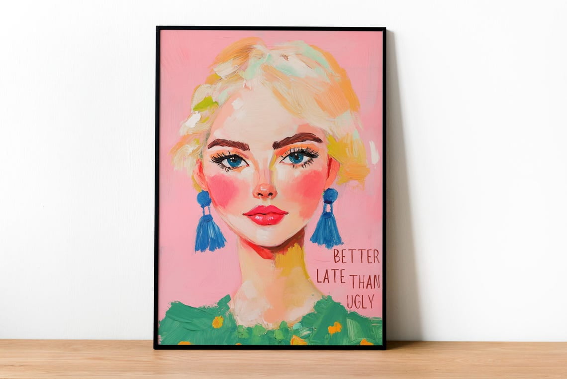 Girly Art Hand Drawn Poster Retro Wall Art Preppy Wall Decor Maximalist ...