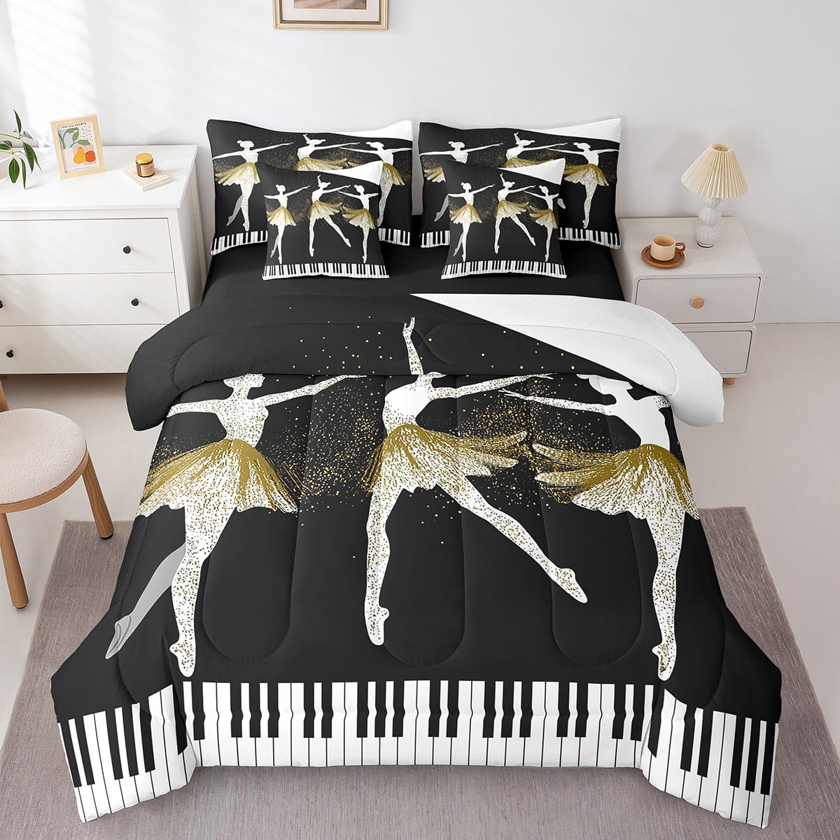 Girly Ballet Comforter Set Queen Size,Elegant Dance Dancing Bed in a ...