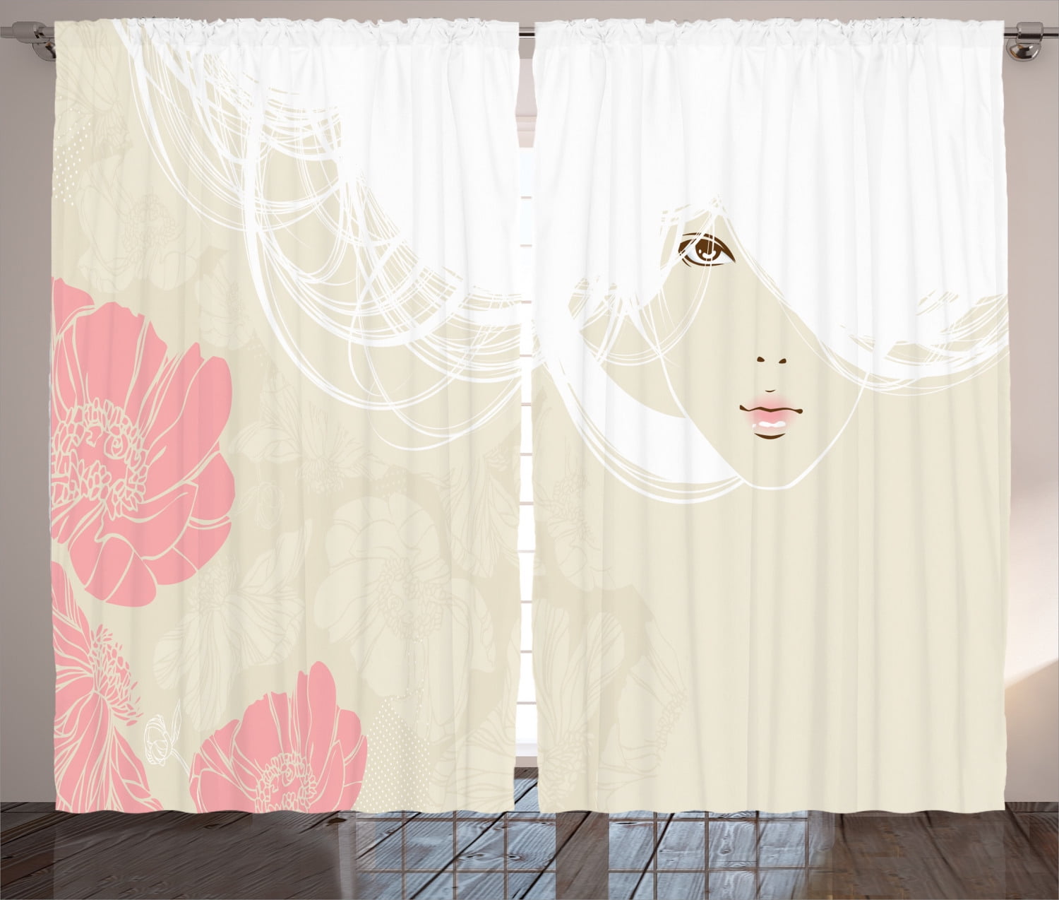 Ambesonne Fashion Curtains 2 Panel Set, Flowers Romance Bridal, 108" x ...