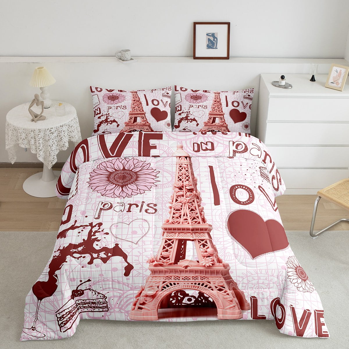 Girly Eiffel Tower Bedding Sets Paris Theme Valentine's Day Gifts ...
