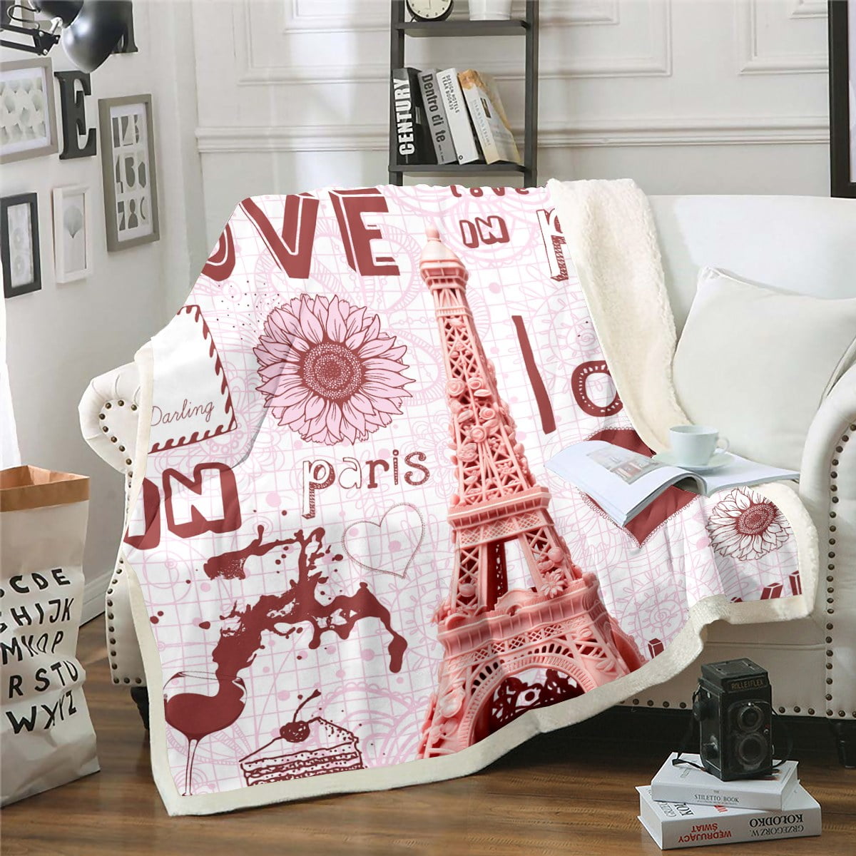 Girly Eiffel Tower Fleece Blanket Paris Theme Valentine's Day Gifts ...