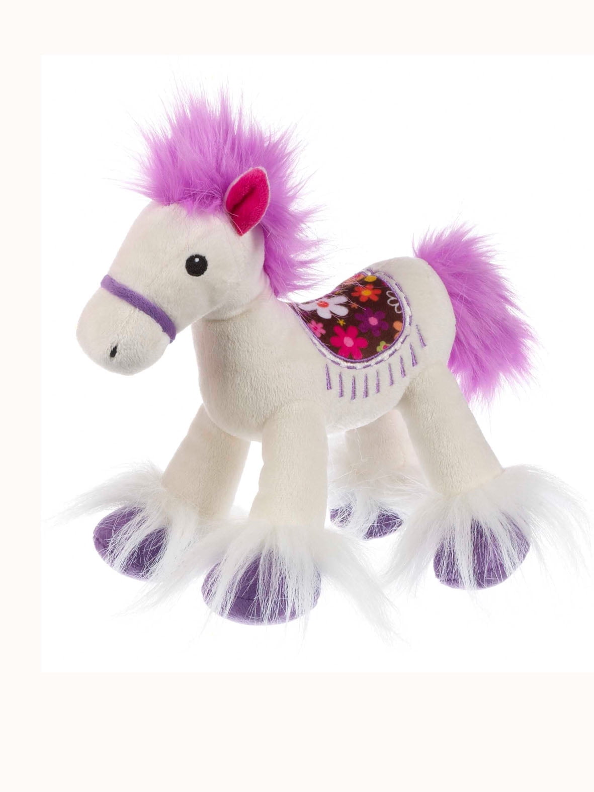 Girly Gallopers Floral White/Violet Colored Plush Horse - Little Pony ...