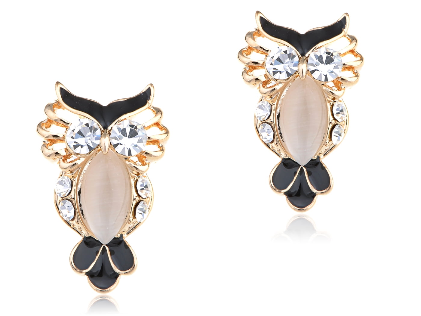 Girly Golden Tone Enamel Rhinestone Crystal Owl Bird Cocktail Prom ...