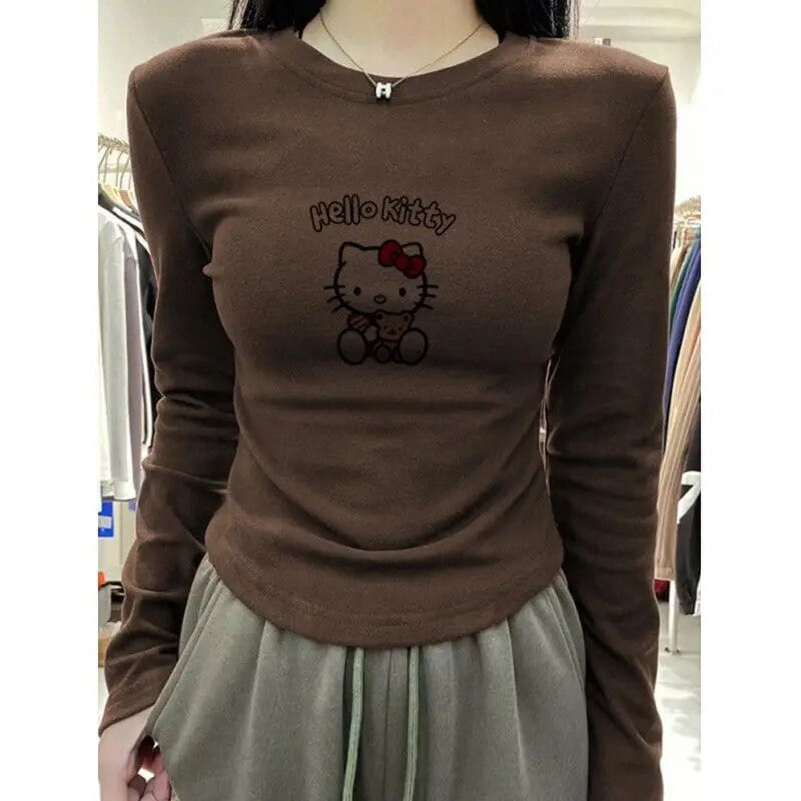Girly Heart Hello Kitty Anime Kawaii Sanrio Base Long Sleeved T-Shirt ...