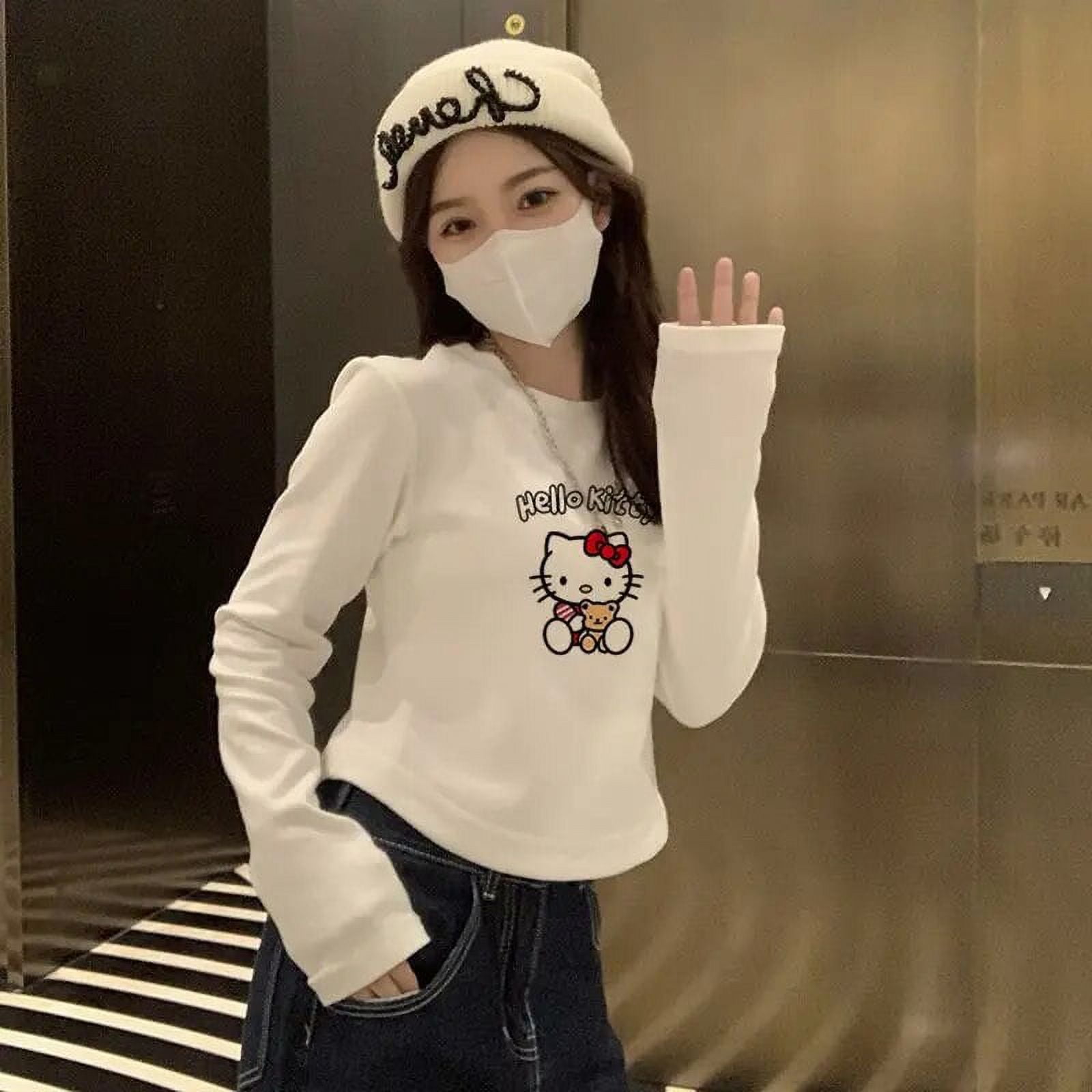 Girly Heart Hello Kitty Anime Kawaii Sanrio Base Long Sleeved T-Shirt ...