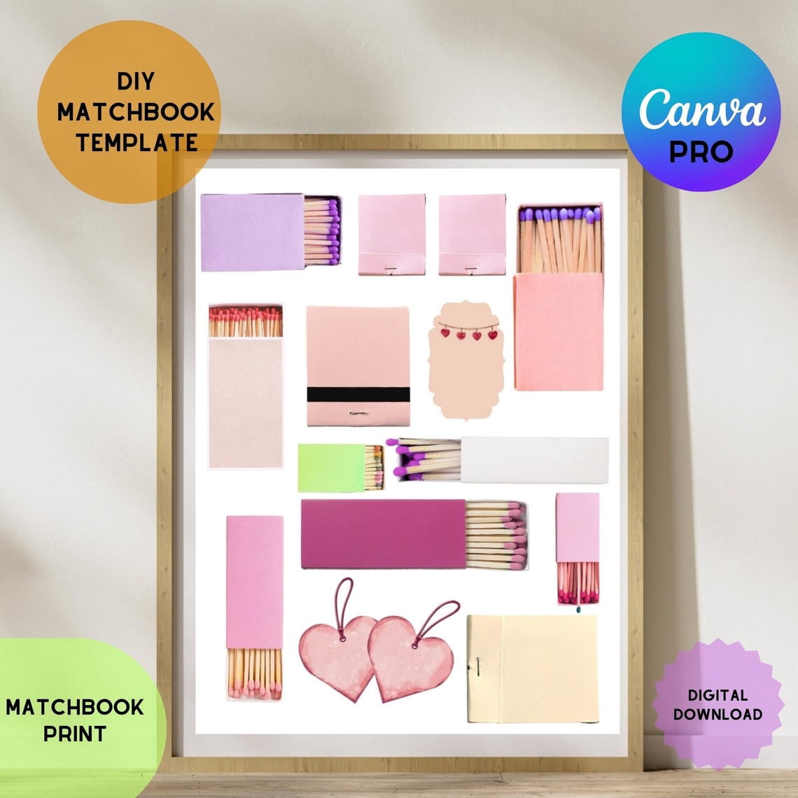 Girly Matchbook Template Poster Art, Diy Matchbox Poster, Matchbook ...