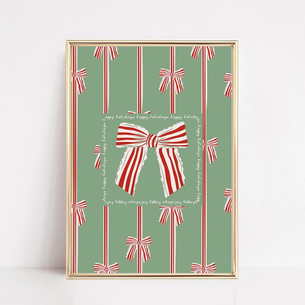 Girly Noel Print, Whimsical Noel Decor, Noel Bow Wall Art, Festive ...