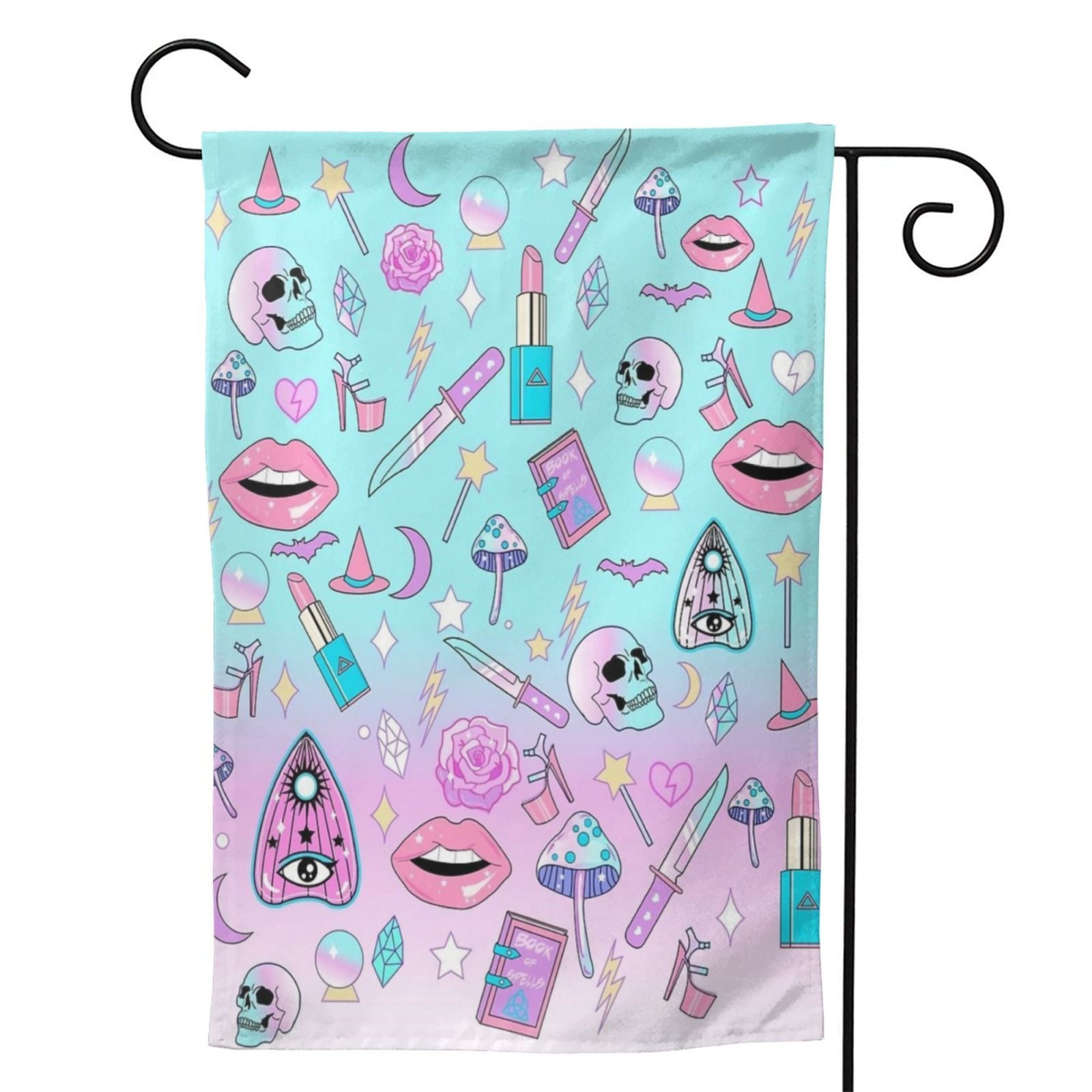 Girly Pastel Witch Goth Pattern Garden Flag 12.5"X18" Outdoor Indoor ...