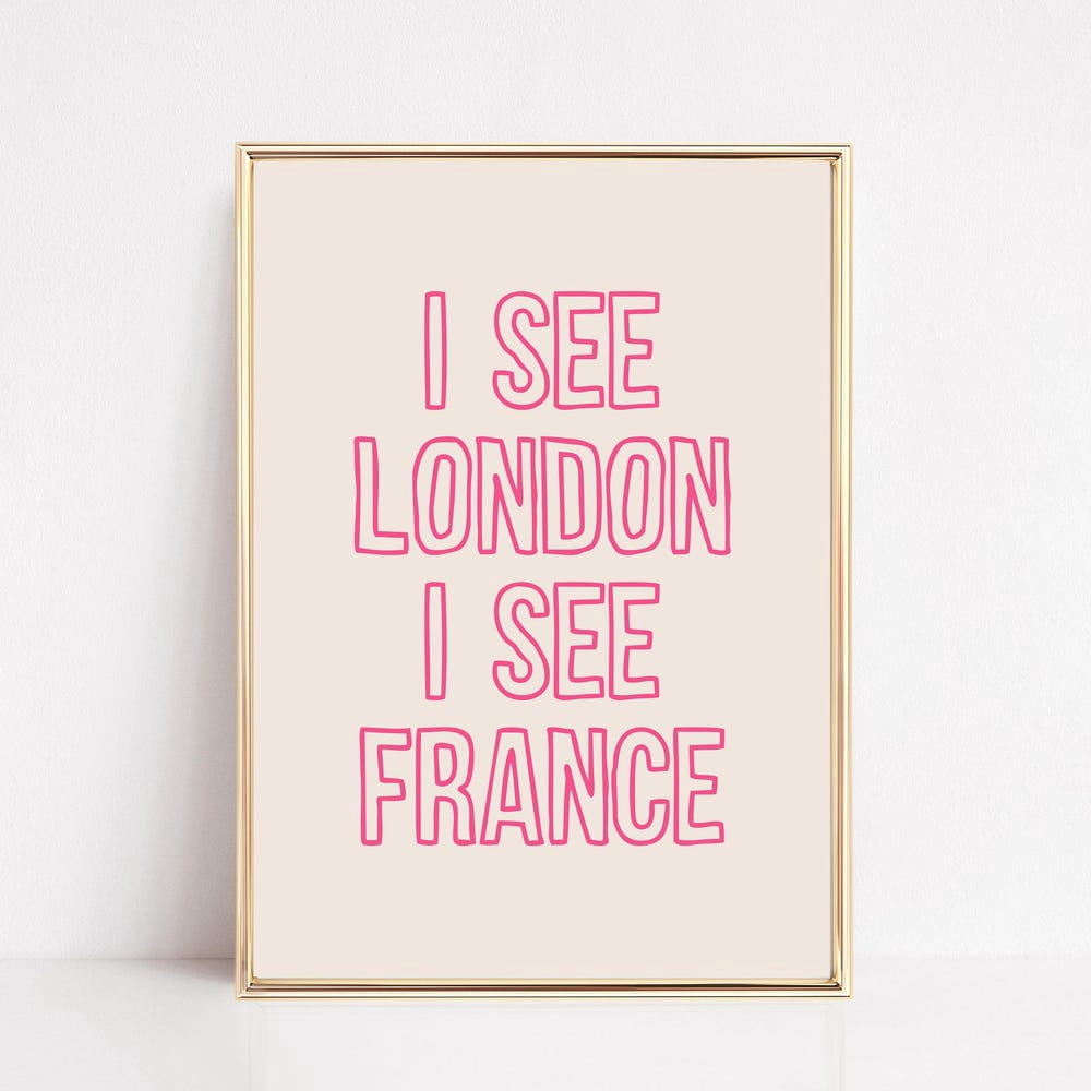 Girly Pink Bathroom Wall Art, I See London I See France, Funny Bathroom ...