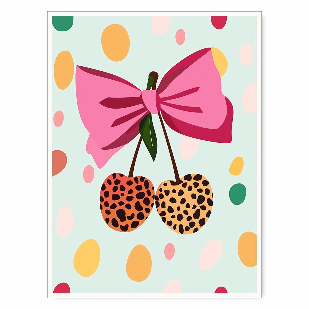 Girly Pink Bow Disco Ball Print Leopard Cherry Blossom Canvas Wall Art ...