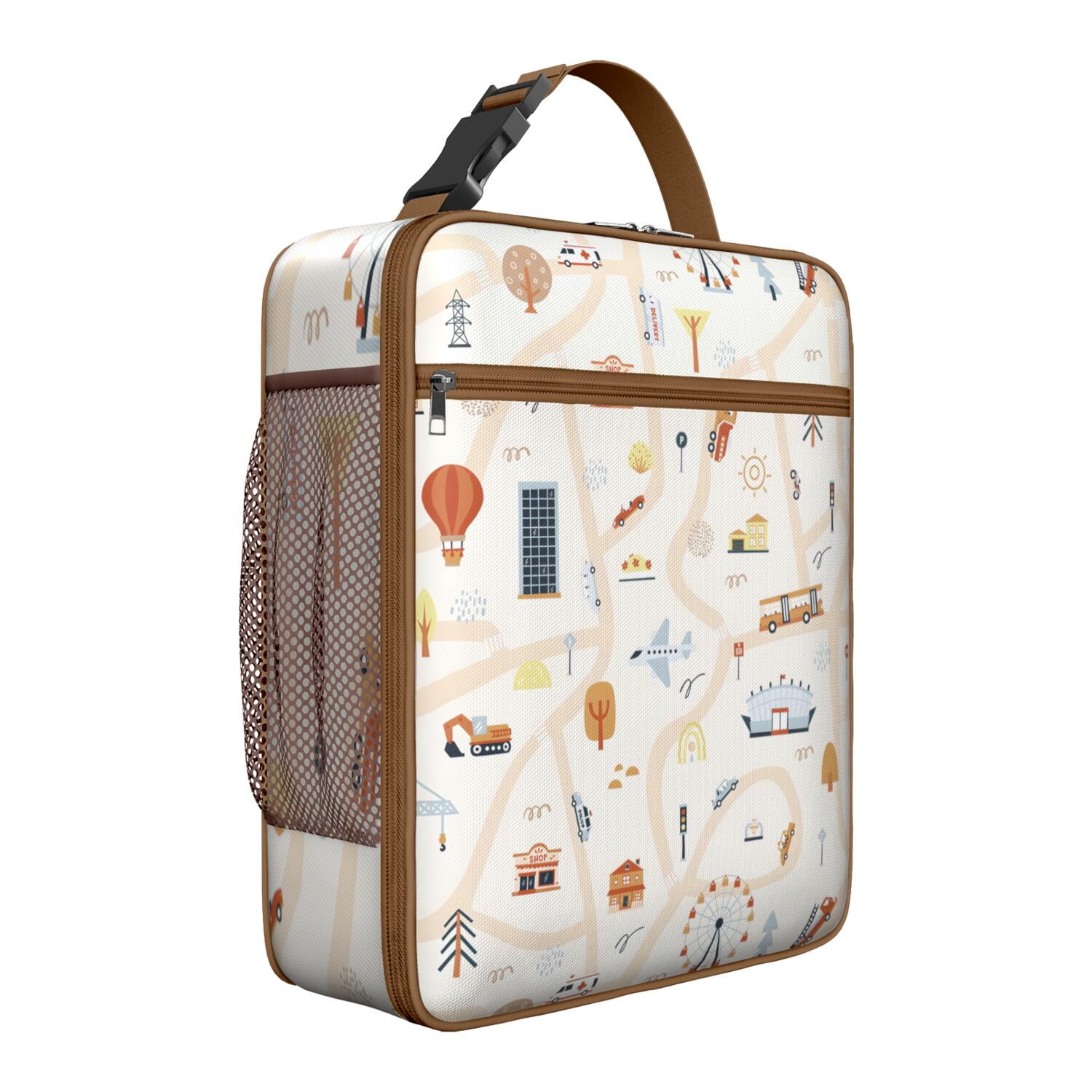 Girly Pink Lunch Bag – Fashionable Vintage Travel Theme Insulated ...