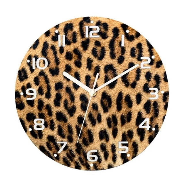 Girly Pink Ribbon Leopard Print Decorative Wall Clock for Living Room ...