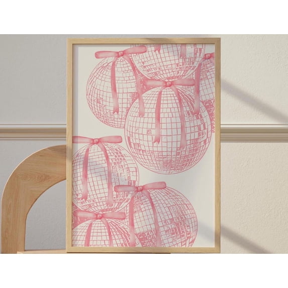 Girly Pink Wall Art Trendy Wall Art Disco Wall Art Blue Bows Girly ...